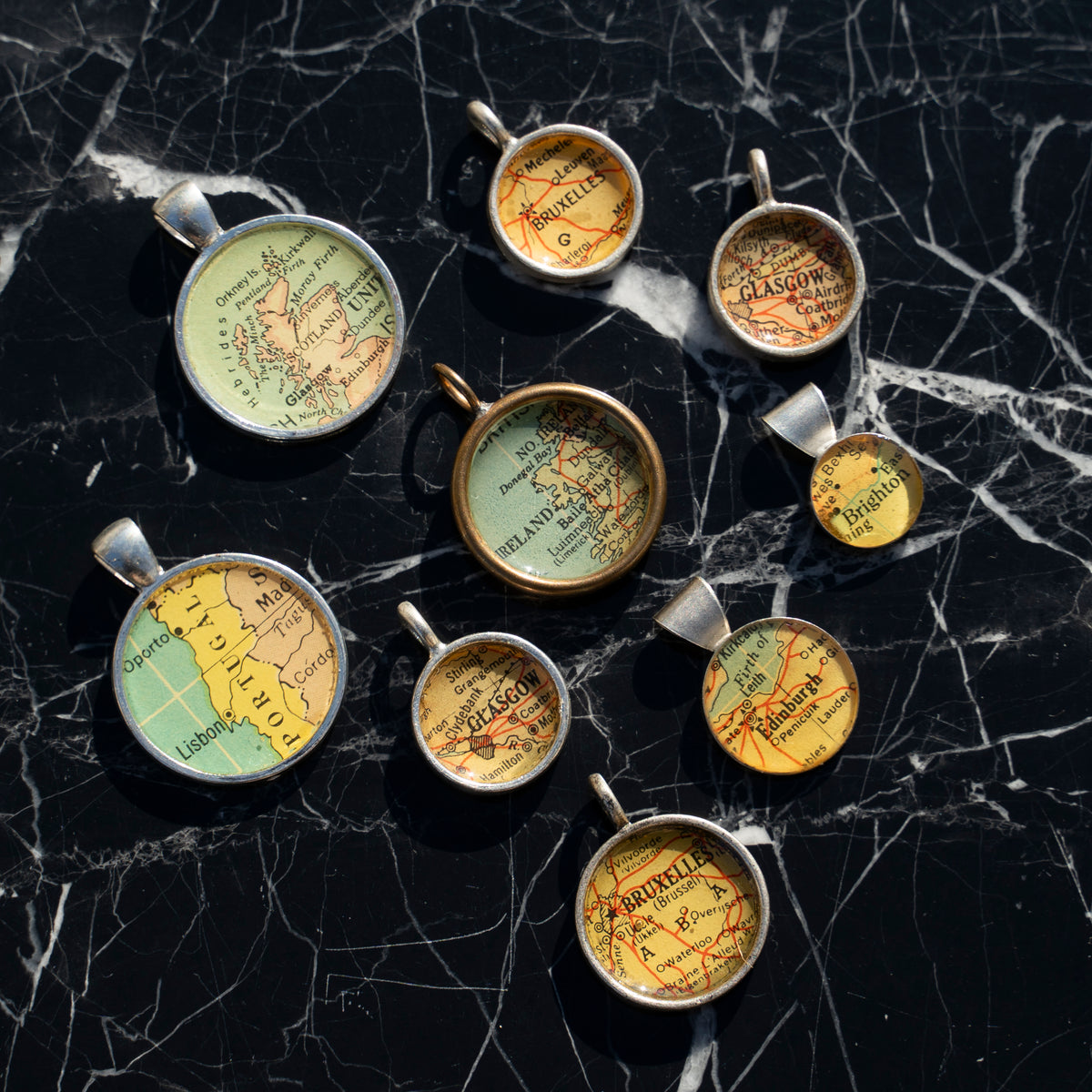 Vintage UK Map Pendants | United Kingdom | England | Scotland | Wales ...